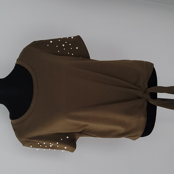 Skonhet | Tops | Skonhet Top With Pearls On Sleeves | Poshmark